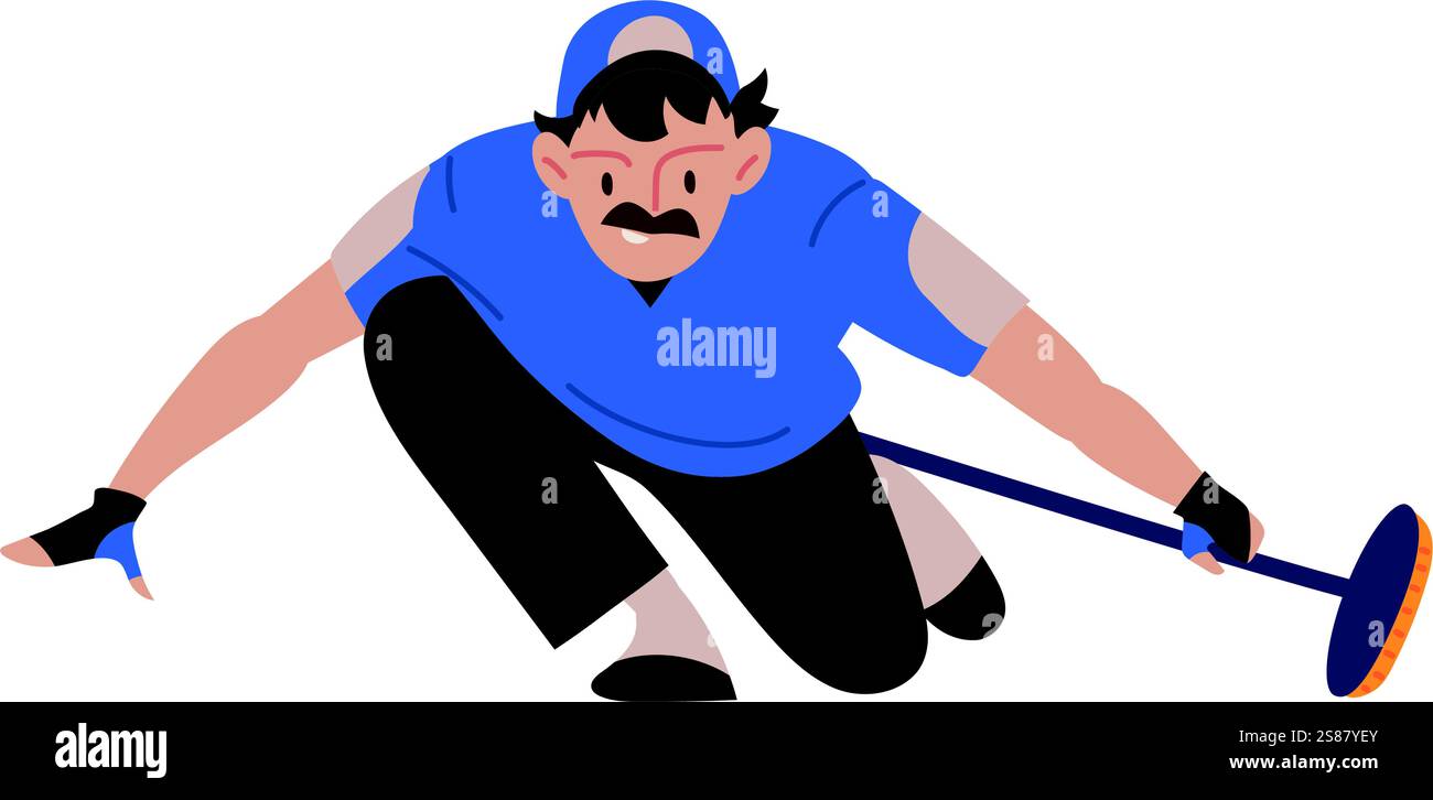 curling player with broom Stock Vector Image & Art - Alamy