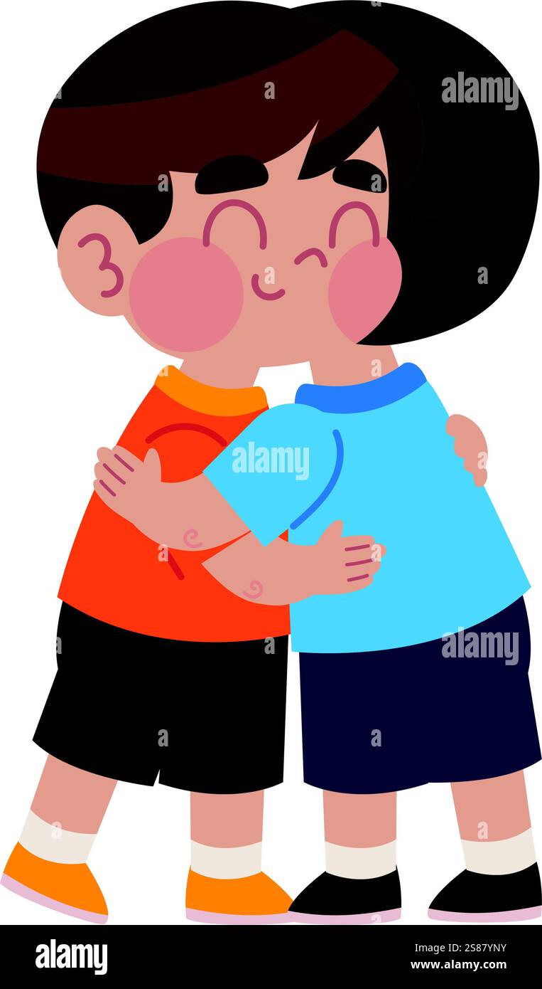 cute childrens characters hugging Stock Vector Image & Art - Alamy