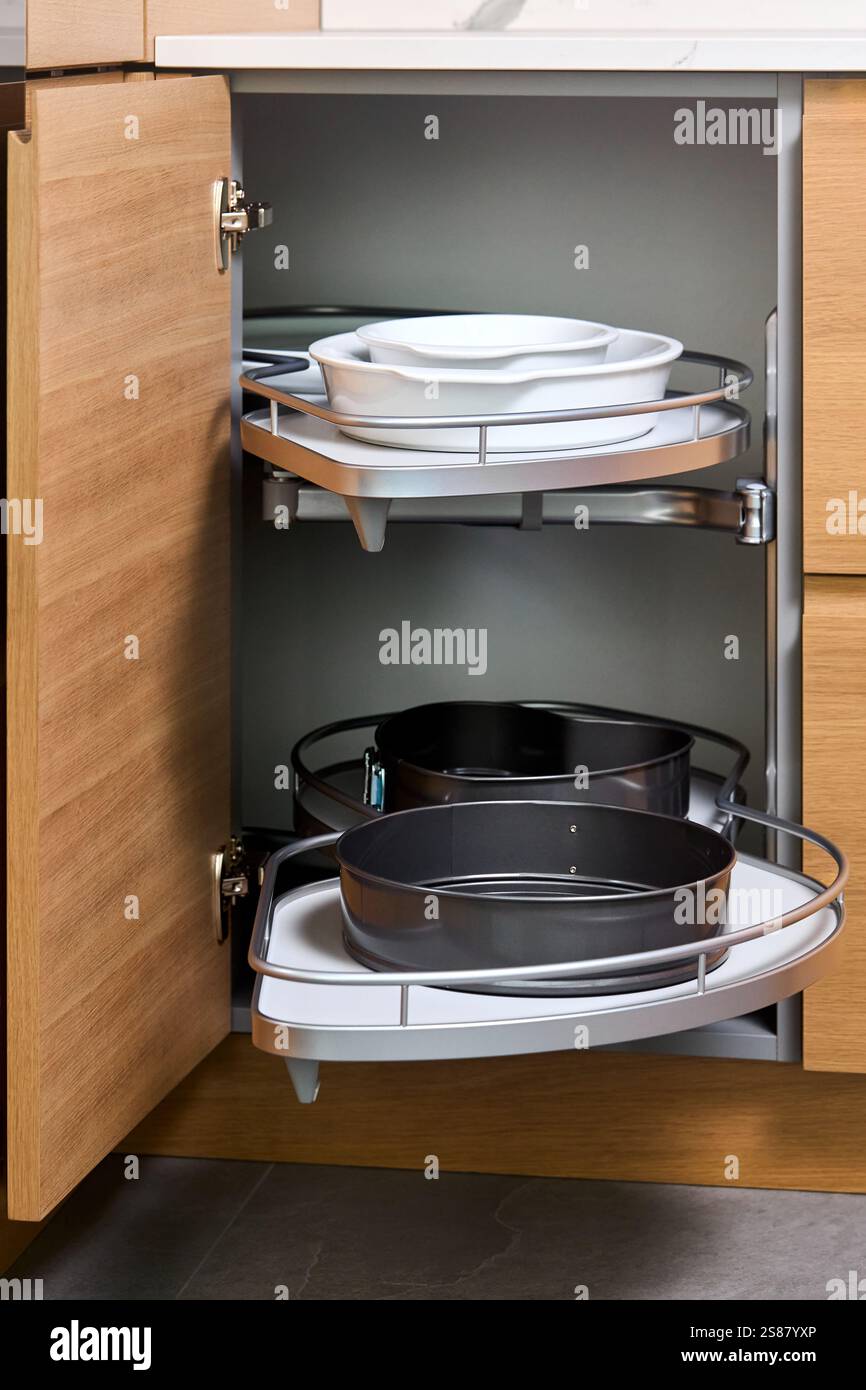 Kitchen access mechanism Magic corner for Blind Corner Cabinets pushed ...