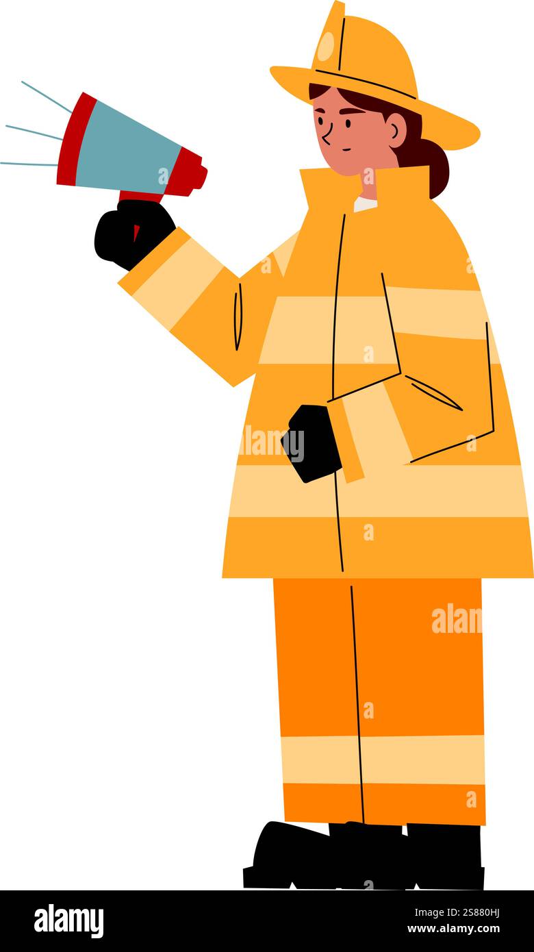 firefighter girl with megaphone Stock Vector Image & Art - Alamy