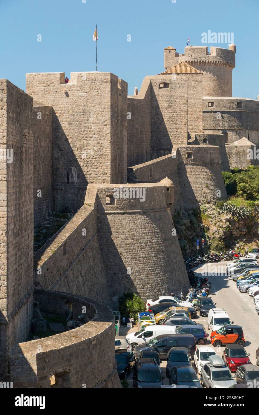 North / northern wall of the walled Old Town of Dubrovnik looking east ...