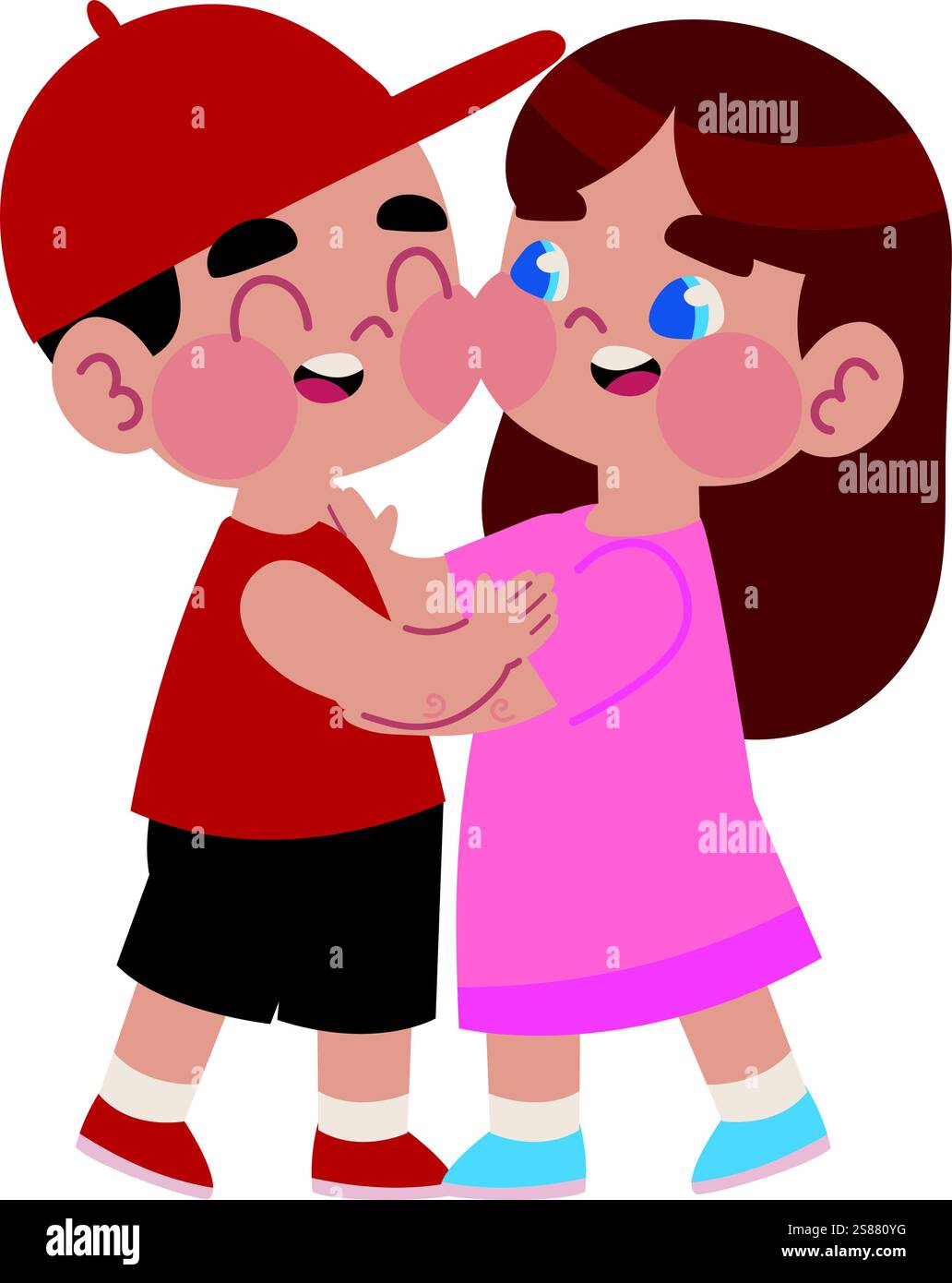 happy kids characters hugging Stock Vector Image & Art - Alamy