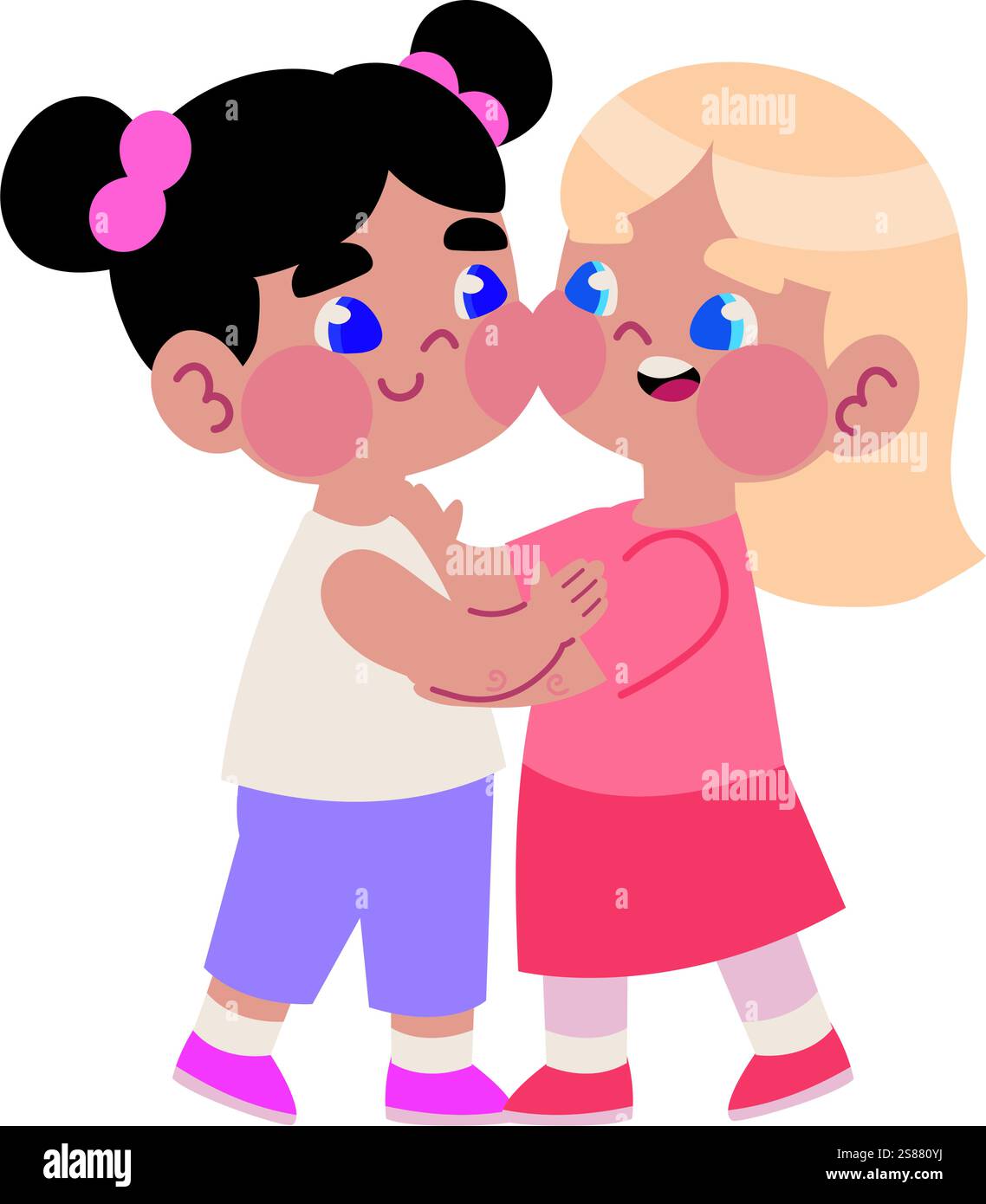 cartoon girls characters hugging Stock Vector Image & Art - Alamy