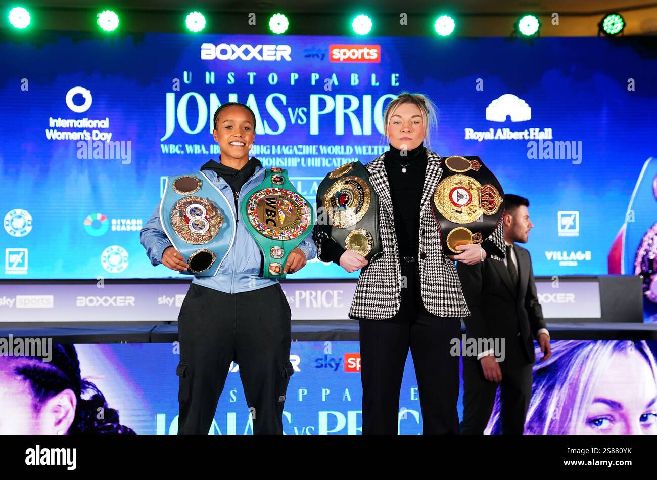 Natasha Jonas (left) and Lauren Price during a press conference at The ...