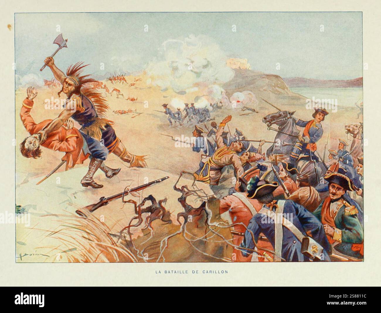 The Battle of Carillon, Canada, French Colonial troops fighting ...