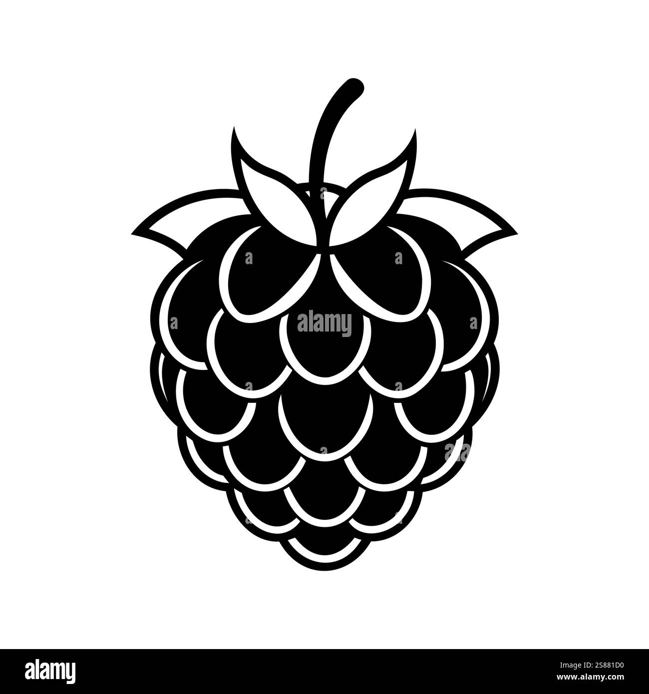 Raspberry icon. Minimalist black drawing of a ripe raspberry. Vector ...
