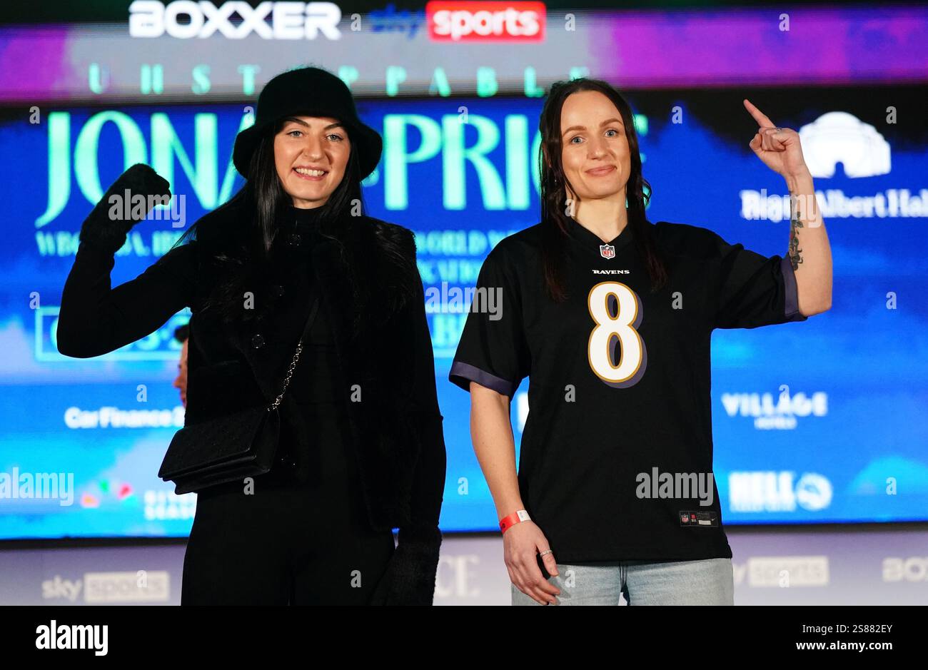 Karriss Artingstall (left) and Raven Chapman during a press conference ...