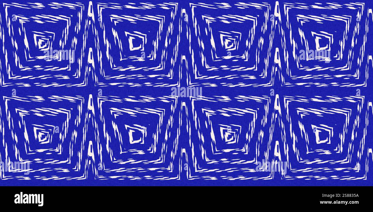 Geometric indigo shape seamless border. Irregular hand drawn batik ...