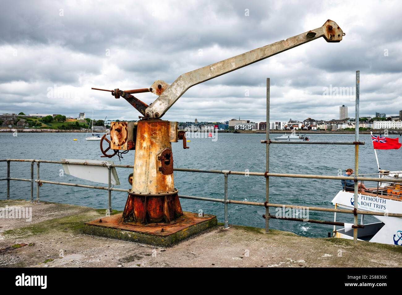 A crane on the pier at Drake's Island was a repurposed whaler davit ...