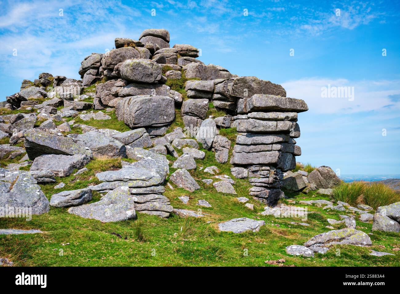 Dramatic granite outcropping on West Mill Tor, Dartmoor National Park ...