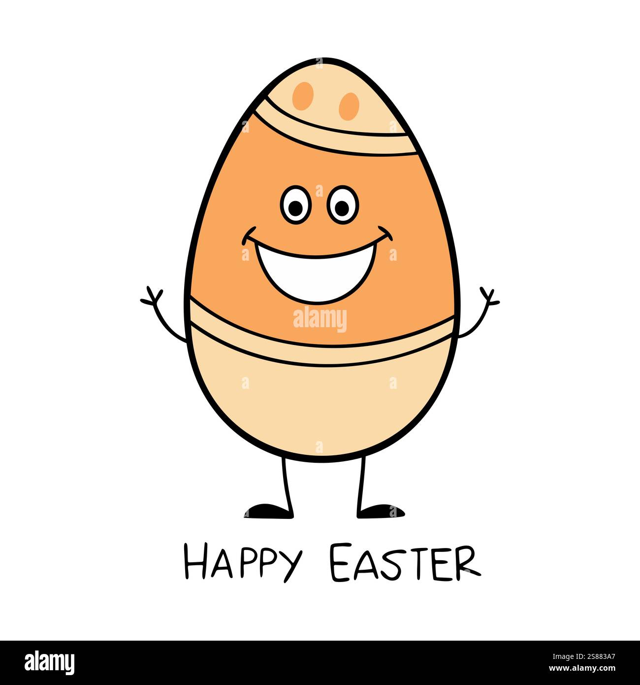 Cartoon easter egg with smiling face is wishing you happy easter ...