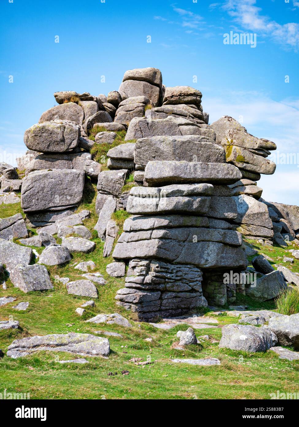 Dramatic granite outcropping on West Mill Tor, Dartmoor National Park ...