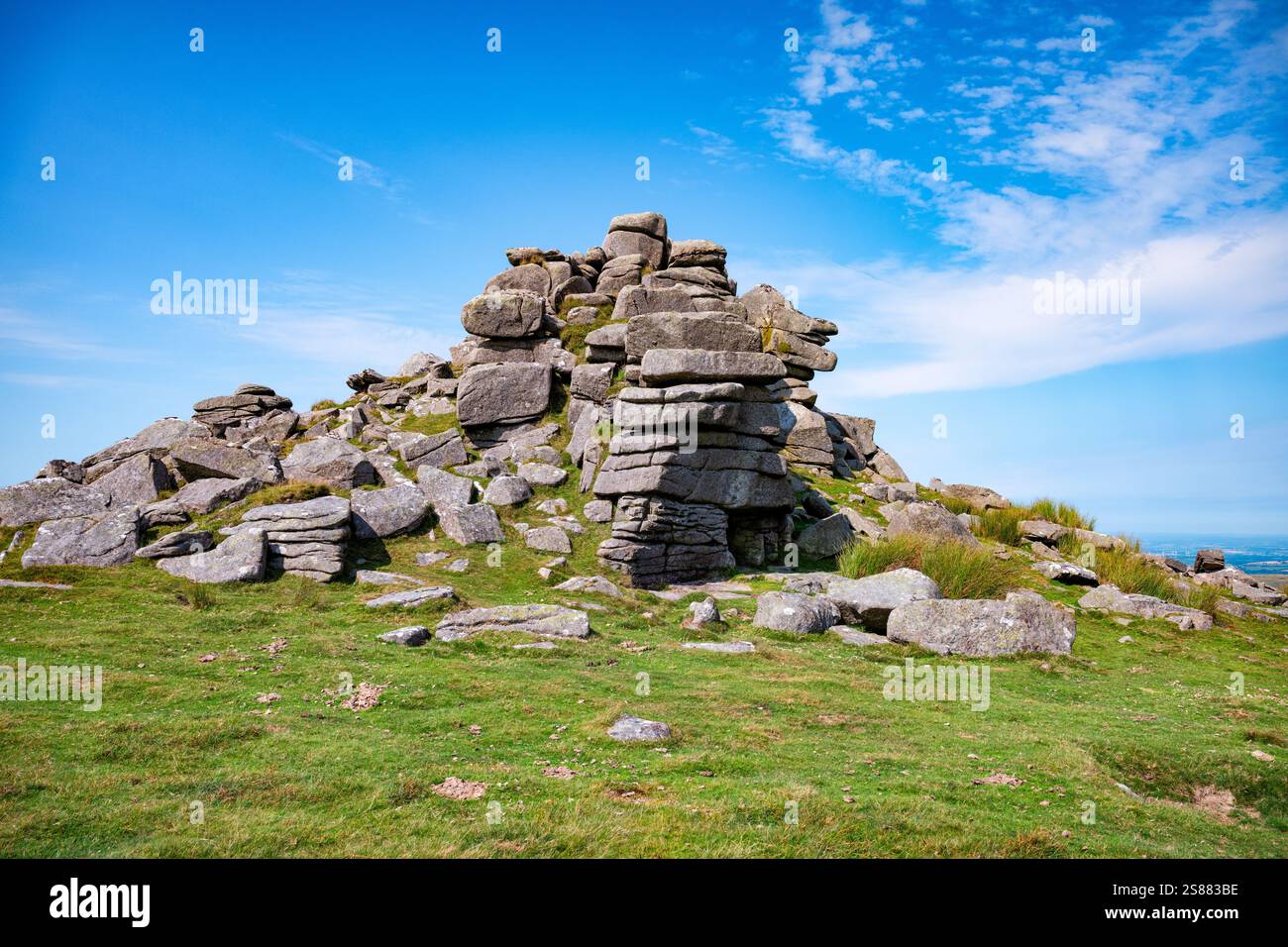 Dramatic granite outcropping on West Mill Tor, Dartmoor National Park ...