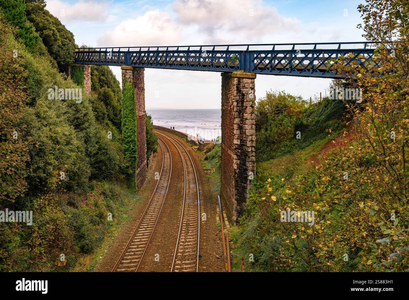 The Eastcliff Walk bridge over the railway line heading in the ...