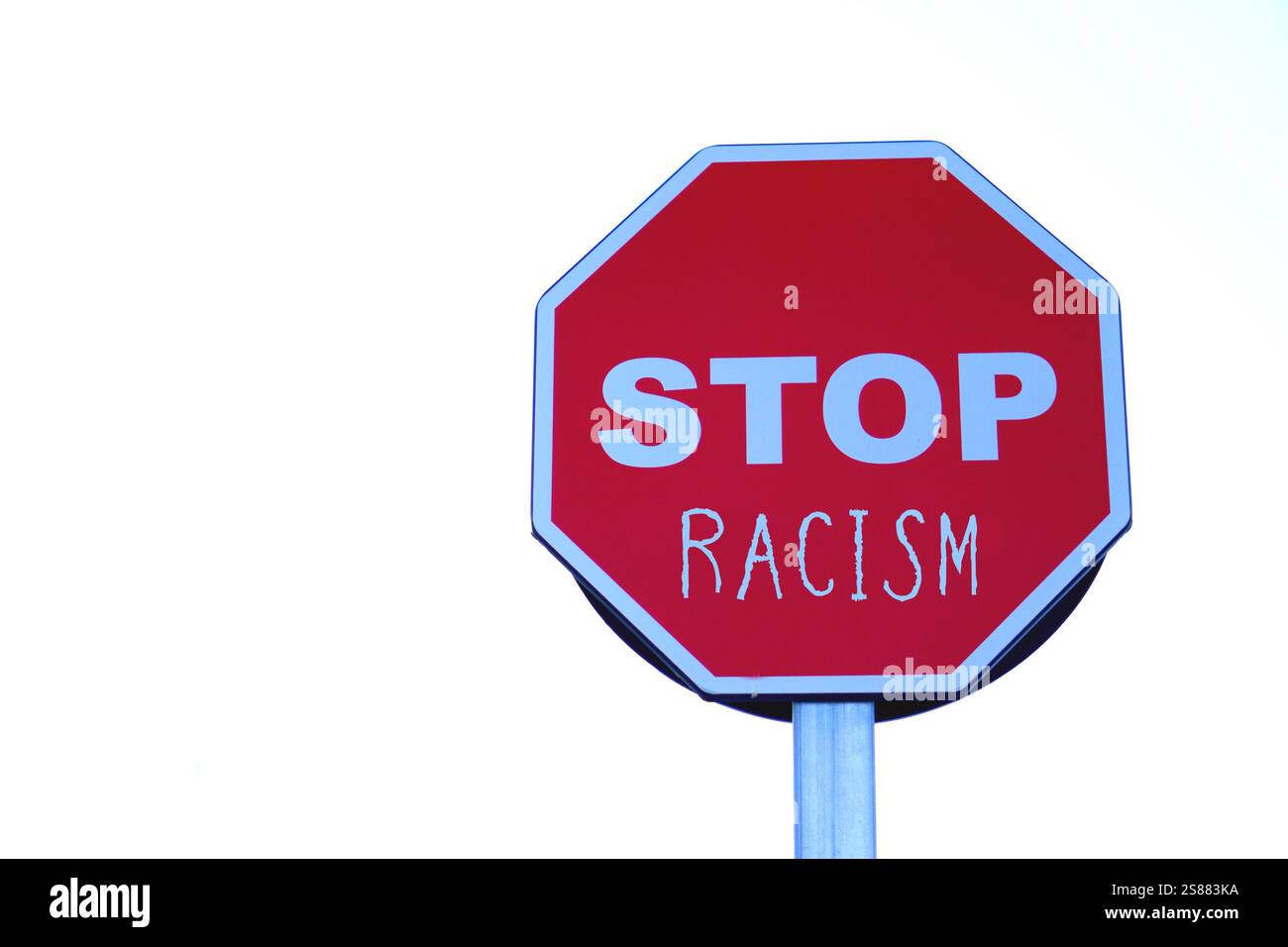 Stop racism concept. activism for equality. words written on a stop ...