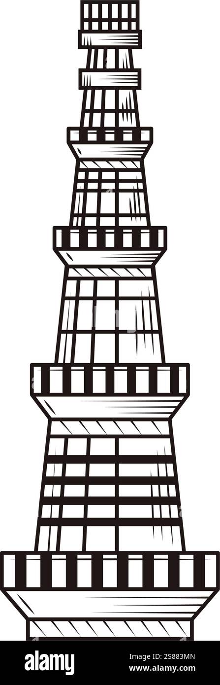 qutub minar line design Stock Vector Image & Art - Alamy