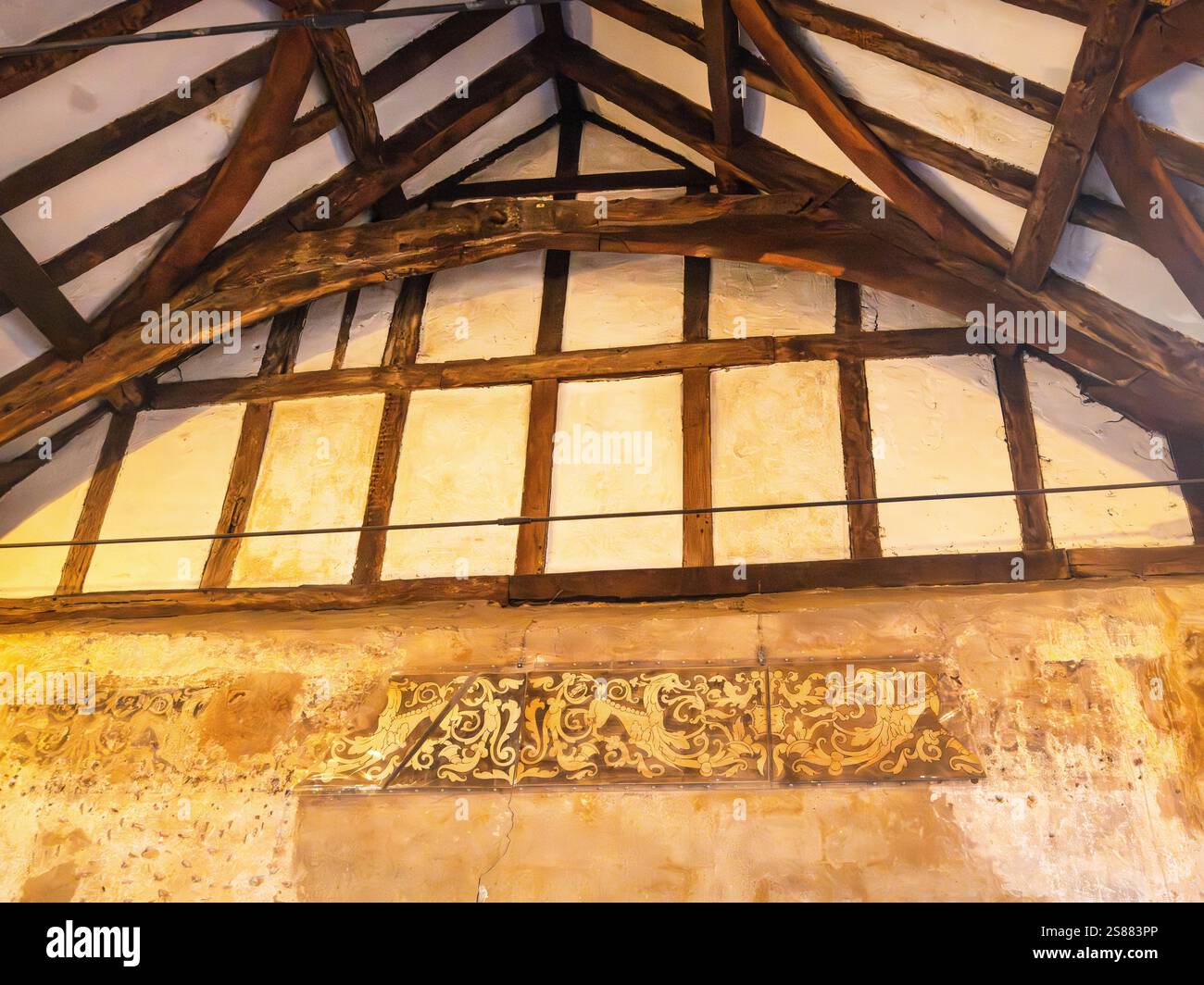 Ancient wall painting in the great hall of Saint Nicholas Priory, the ...