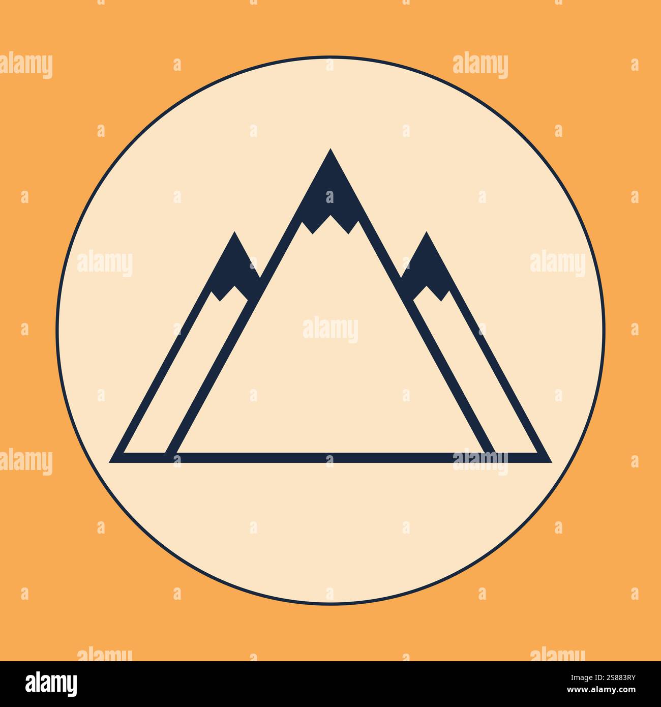 Mountain icon. Simple linear icon depicting a mountain landscape ...
