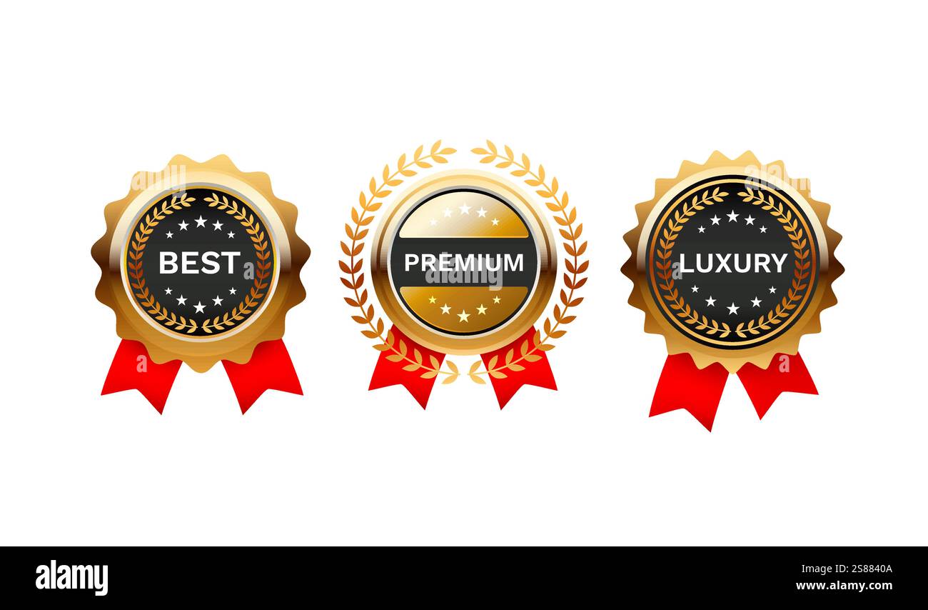 Product quality mark, golden premium label, the best of the best ...