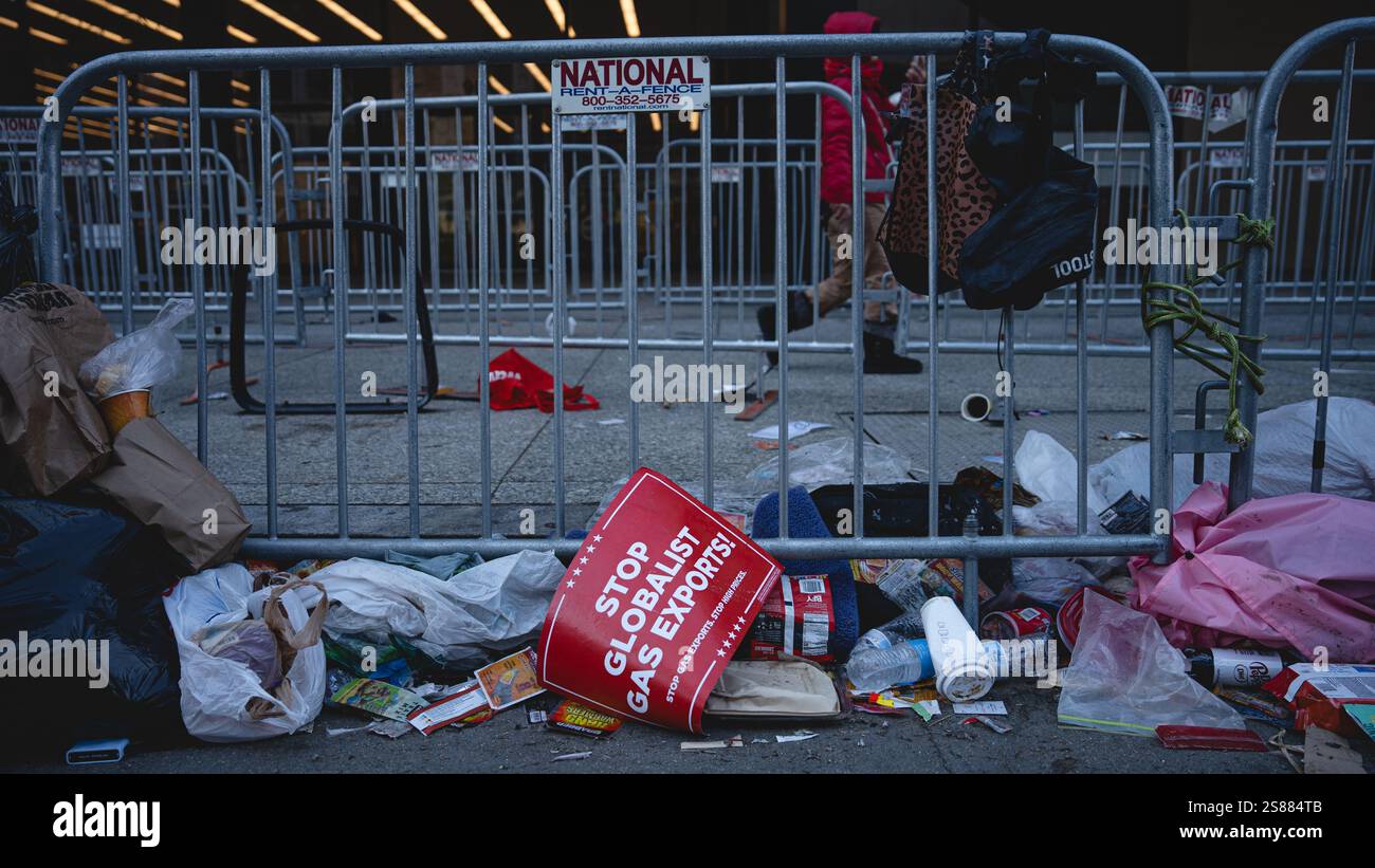 Trash and debris line the street where supporters of President Donald J ...