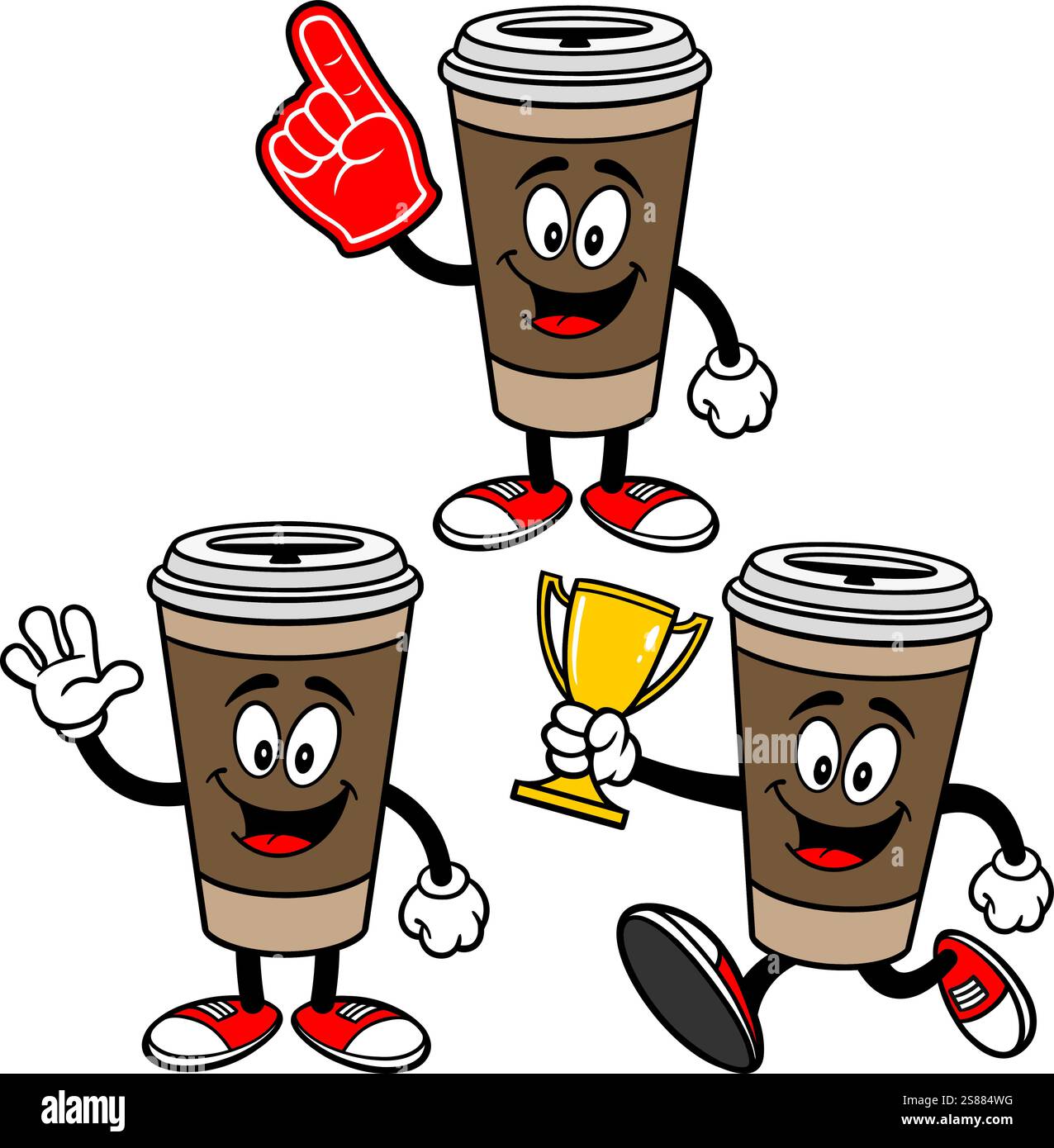 Coffee Character Set, Hand Drawn Vector illustrations, Isolated On ...