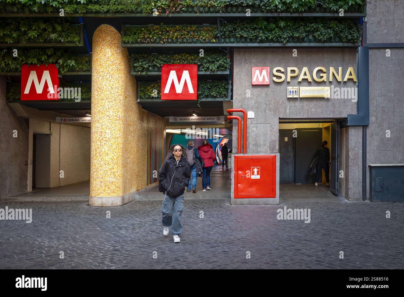 Rome, Italy - January 7, 2025: The new entrance to Spagna station ...