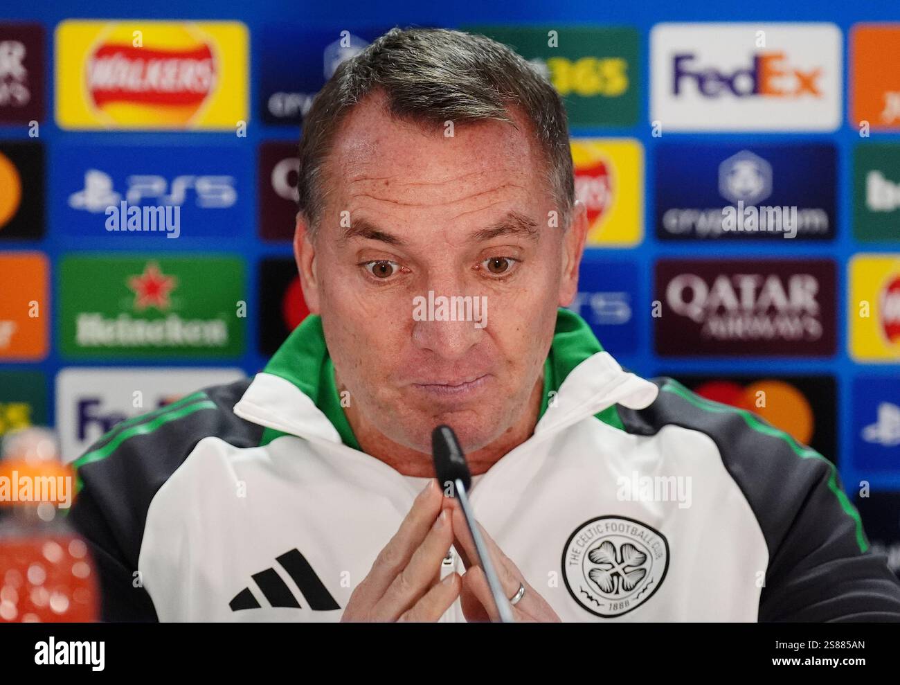 Celtic manager Brendan Rodgers during a press conference at Celtic Park ...