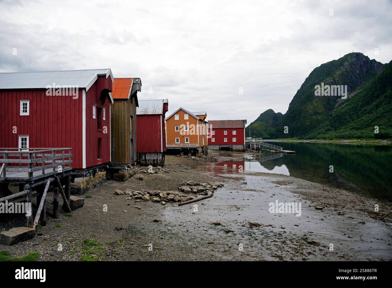 Bootshäuser am Fluss Vefsna in Mosjoen, Norwegen norwegen 2022 01 ...