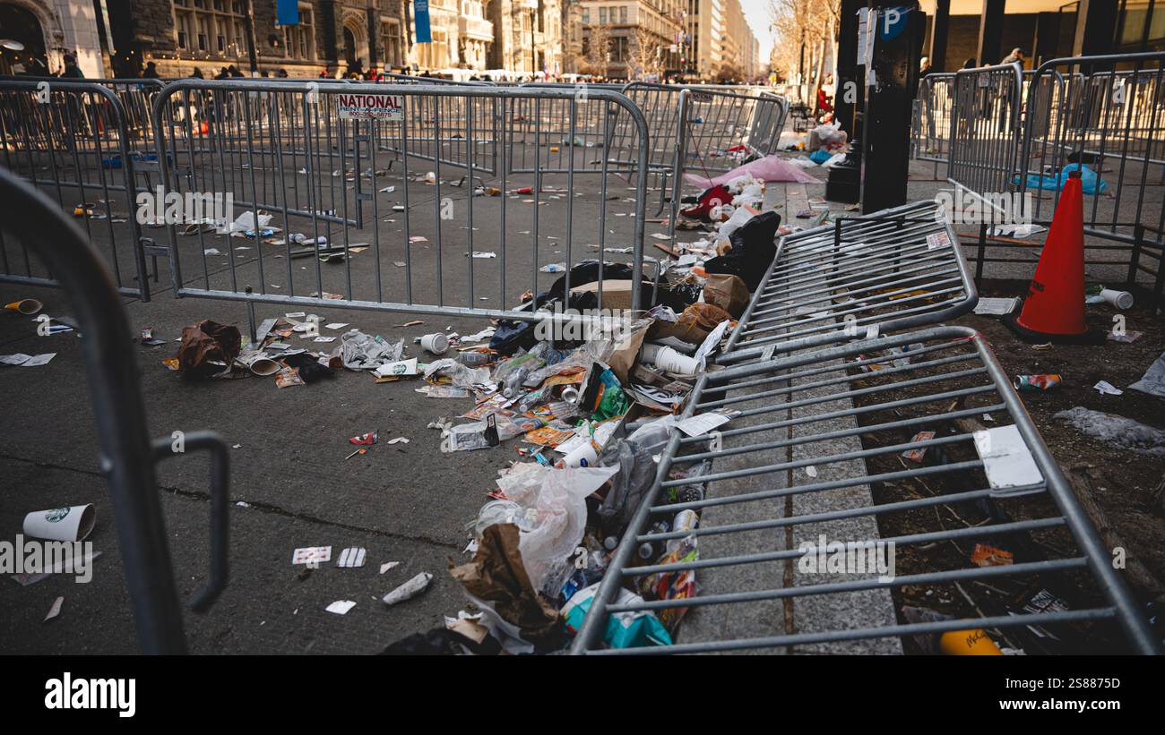 Trash and debris line the street where supporters of President Donald J ...
