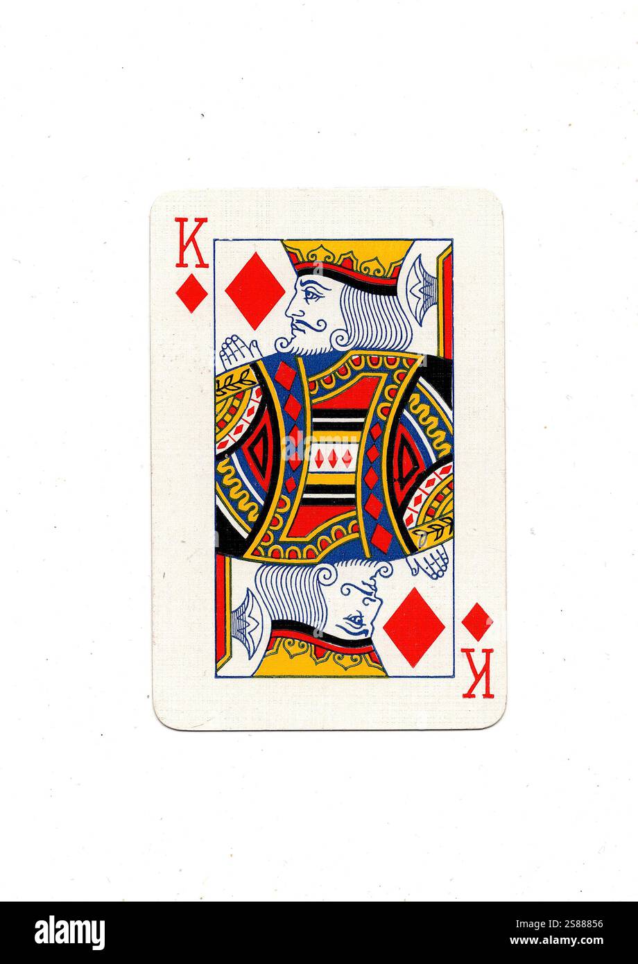 A vintage king of diamonds playing card isolated on a white background ...