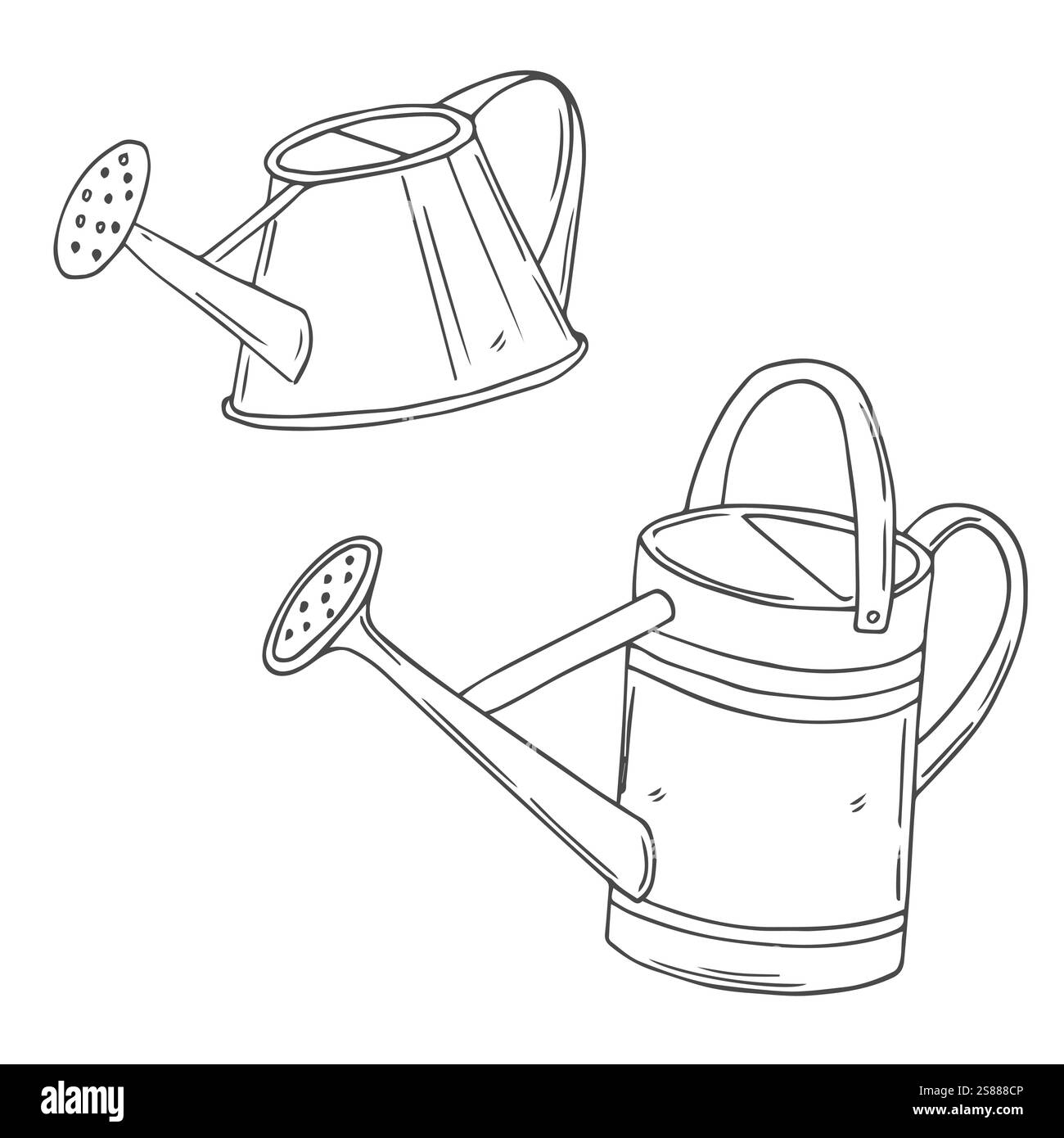 Watering can hand drawn outline doodle icon. Pouring watering can ...