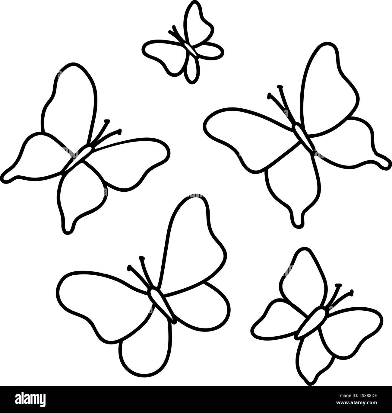 Outline butterfly. Isolated linear insects symbolizing nature beauty on ...