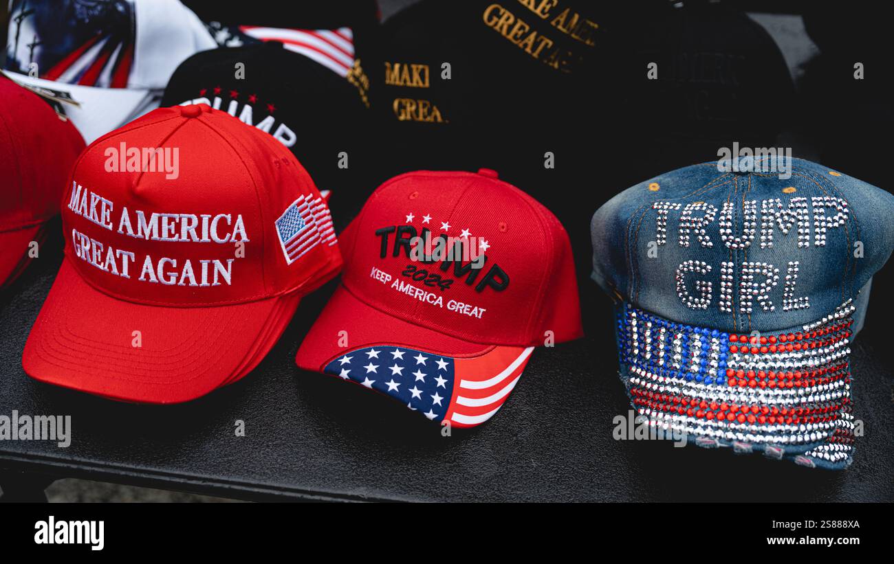 Washington, DC, USA. 19th Jan, 2025. MAGA hats for sale outside of ...