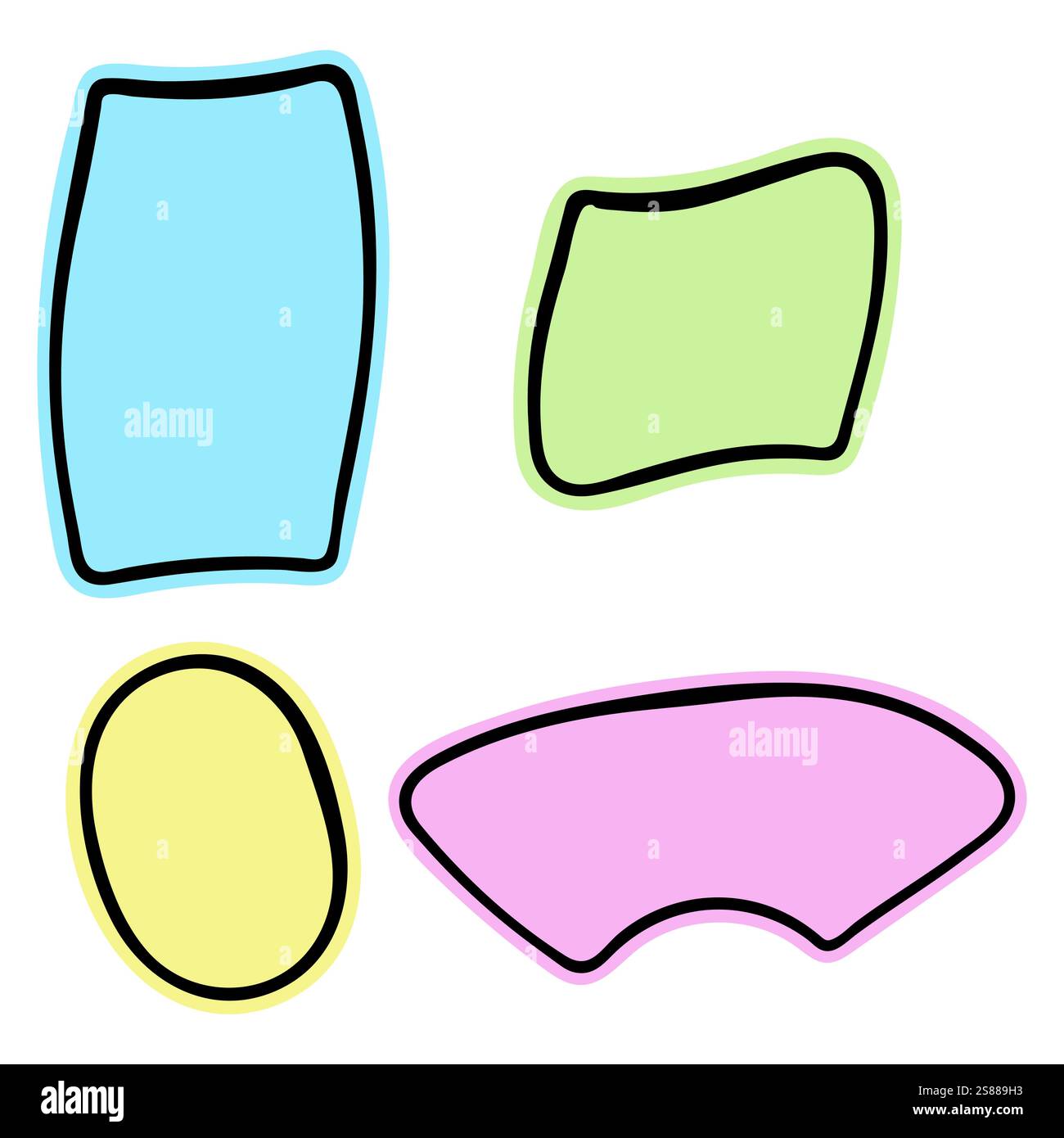 Comic frame, border Set. Hand drawn cartoon ink blob brush doodle line ...