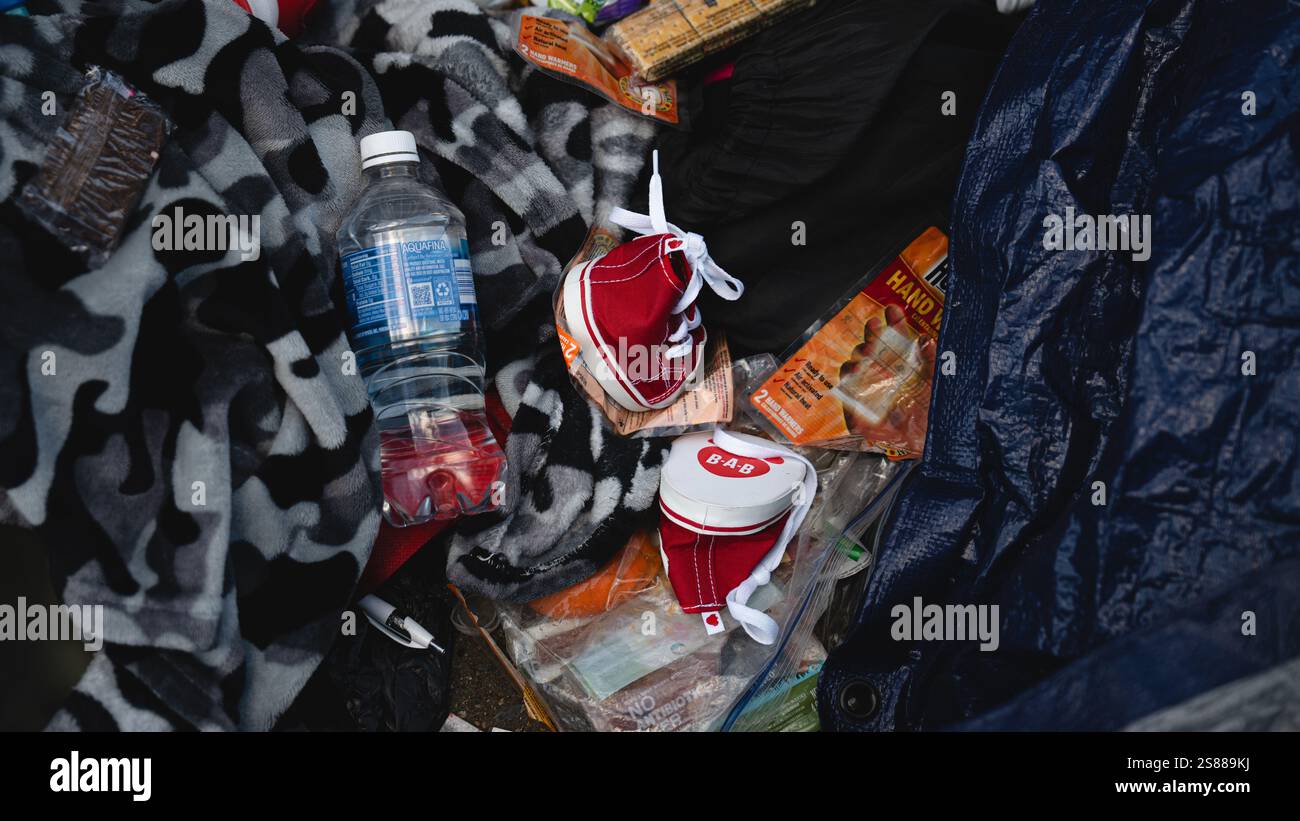 Trash and debris line the street where supporters of President Donald J ...