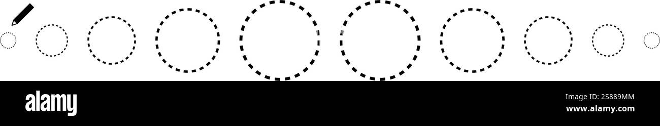 Tracing circle line dotted element for kids worksheet, dotted line for ...