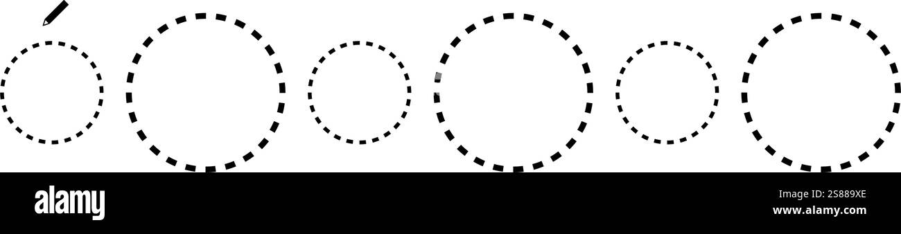Tracing circle line dotted element for kids worksheet, dotted line for ...