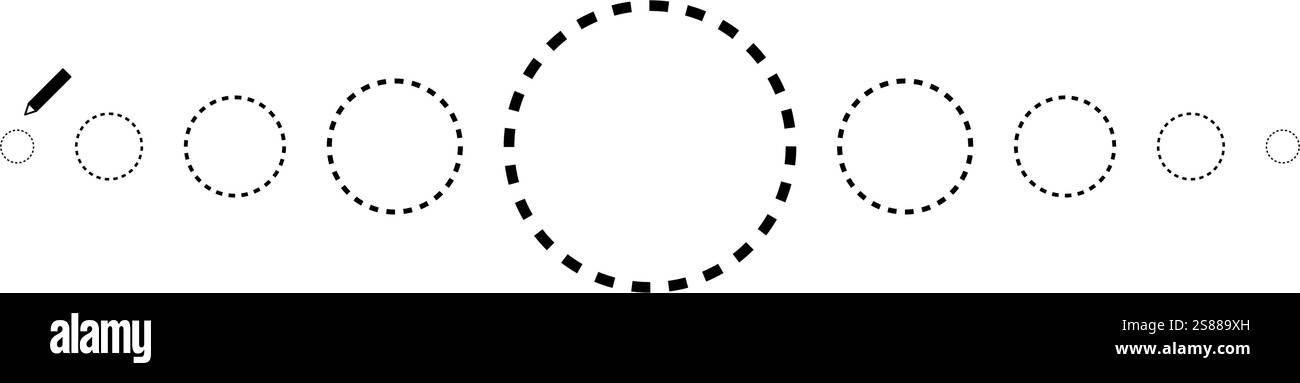 Tracing circle line dotted element for kids worksheet, dotted line for ...