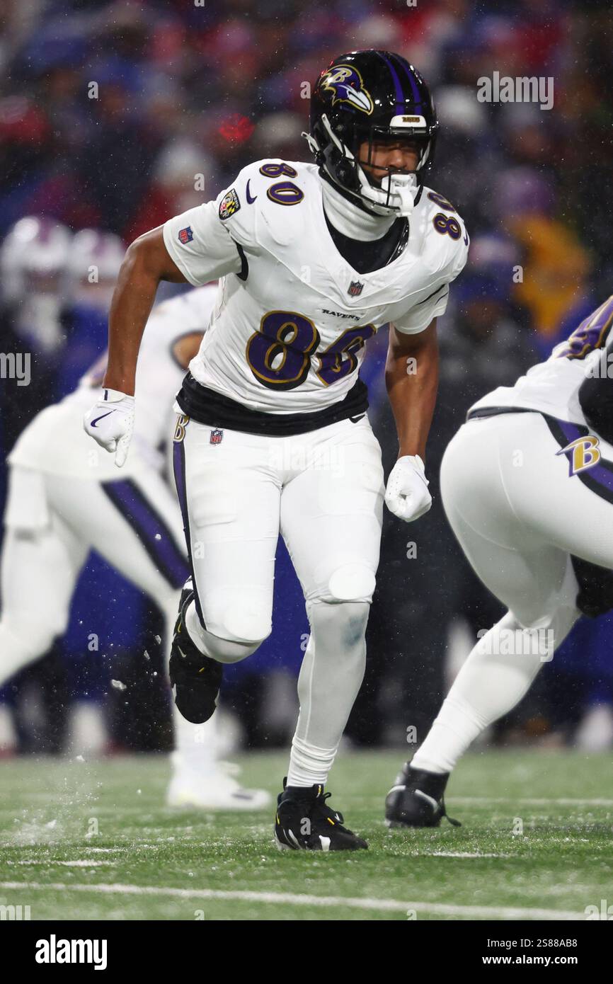 Baltimore Ravens tight end Isaiah Likely (80) runs in motion during the ...