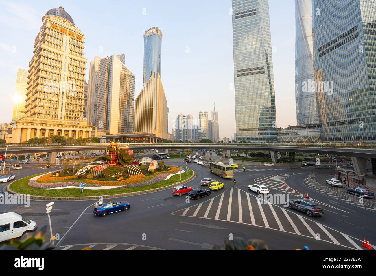 Shanghai, China. January 8, 2025. panoramic view of a large road ...