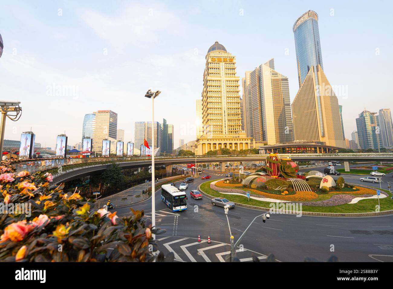 Shanghai, China. January 8, 2025. panoramic view of a large road ...