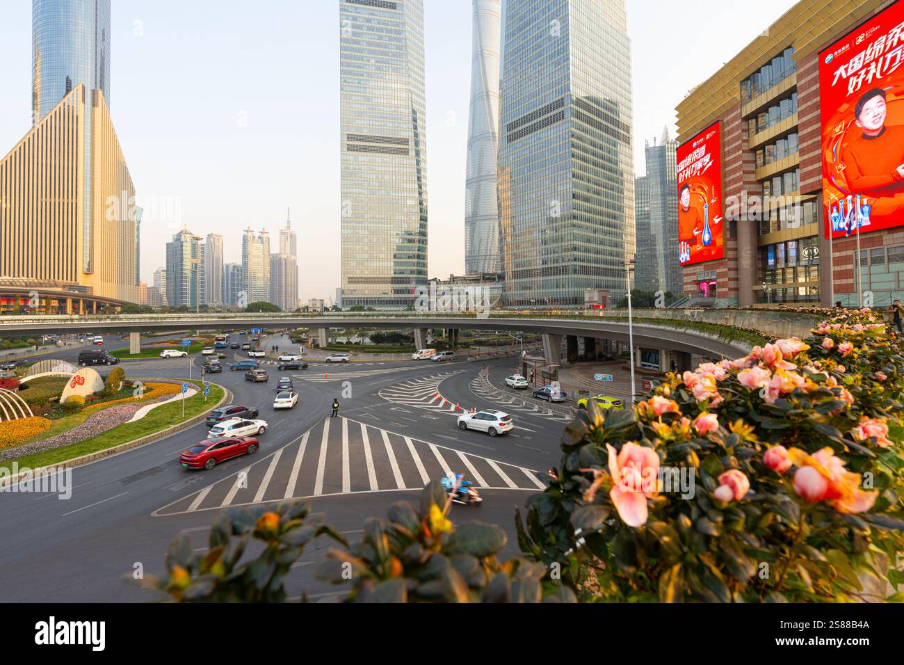 Shanghai, China. January 8, 2025. panoramic view of a large road ...