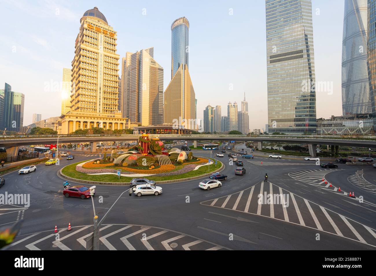 Shanghai, China. January 8, 2025. panoramic view of a large road ...