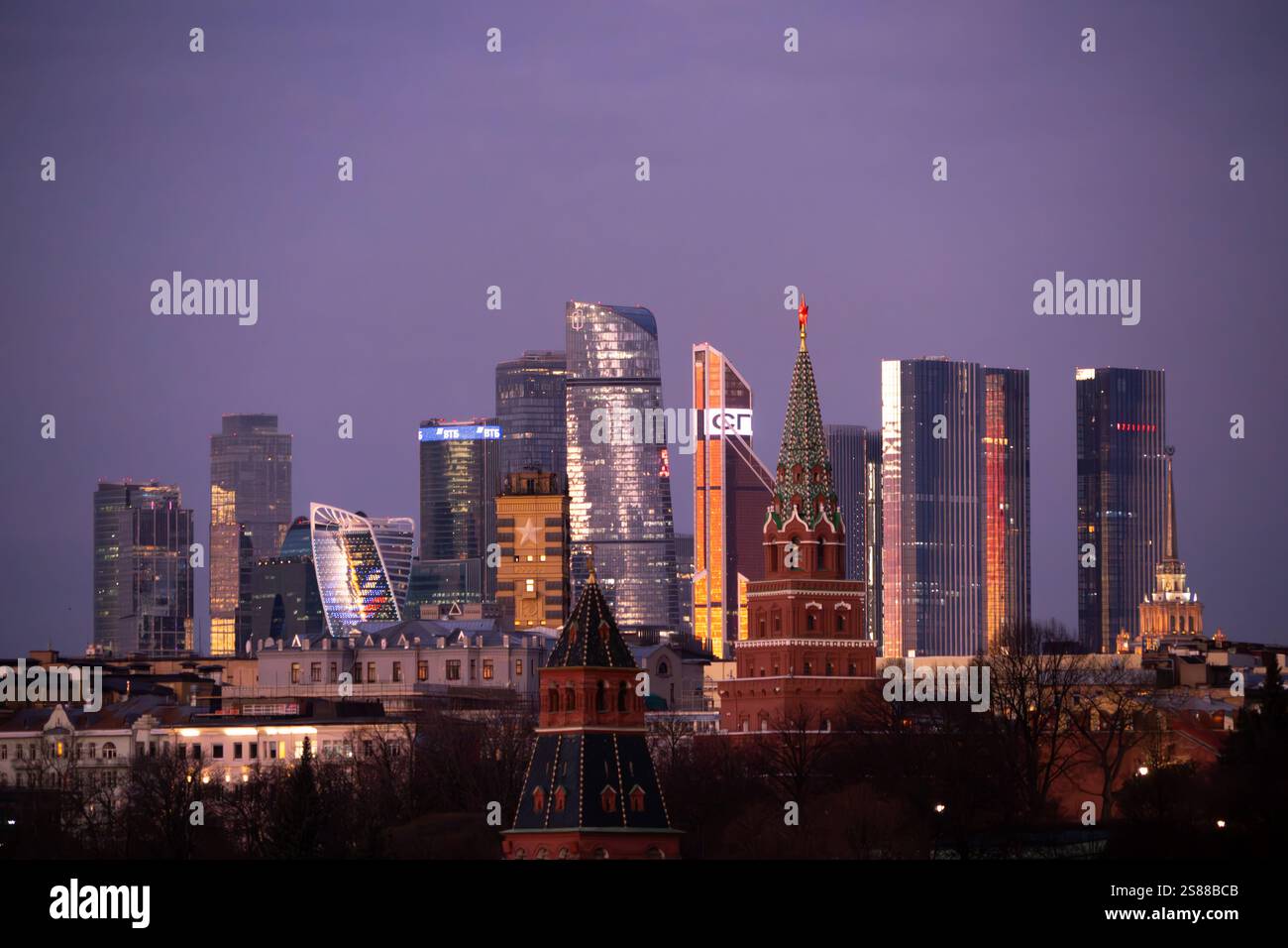The skyscrapers of the Moscow City business district are are seen ...