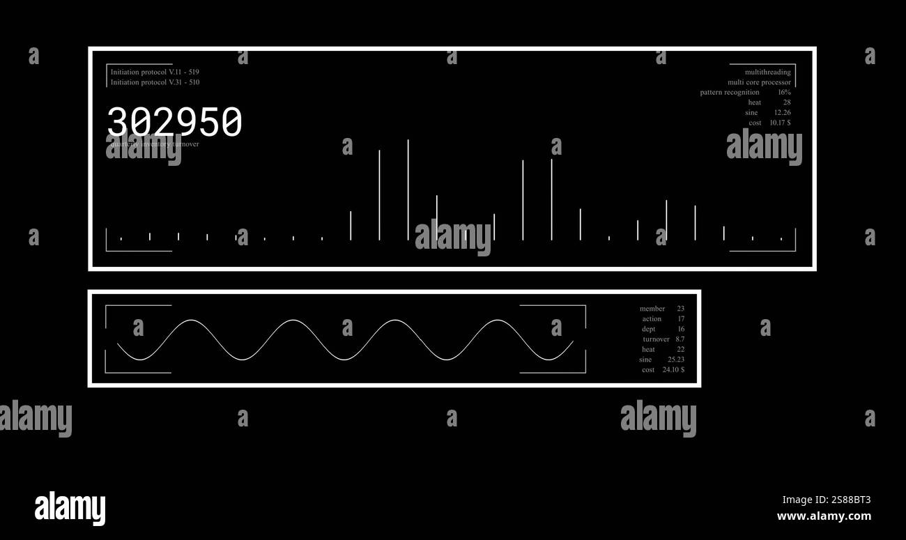 Image of digital data processing over black background Stock Photo - Alamy