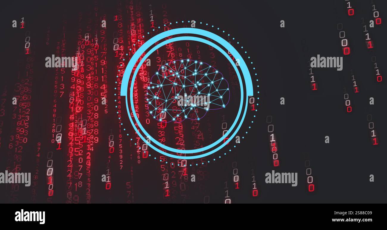 Image of ai brain and data processing over binary coding Stock Photo - Alamy