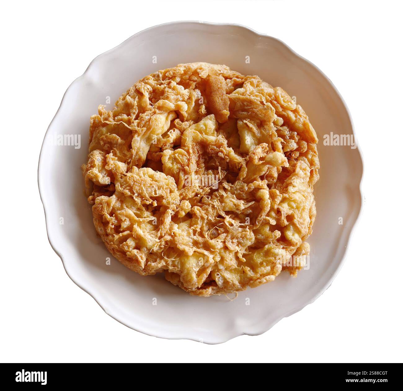 Deep fried crab omelette Thai style, crispy, thick and oily, unhealthy ...