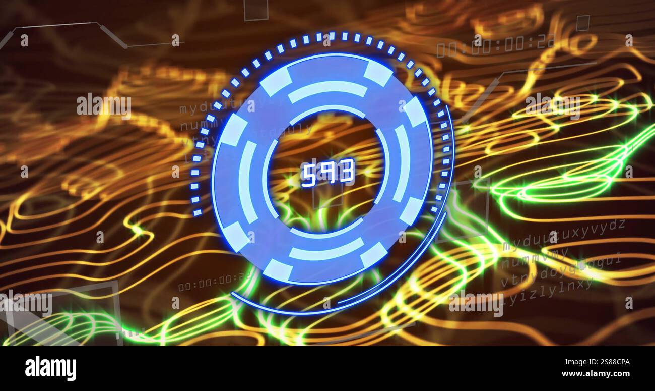 Image of scopes and data processing with transfer trails Stock Photo ...