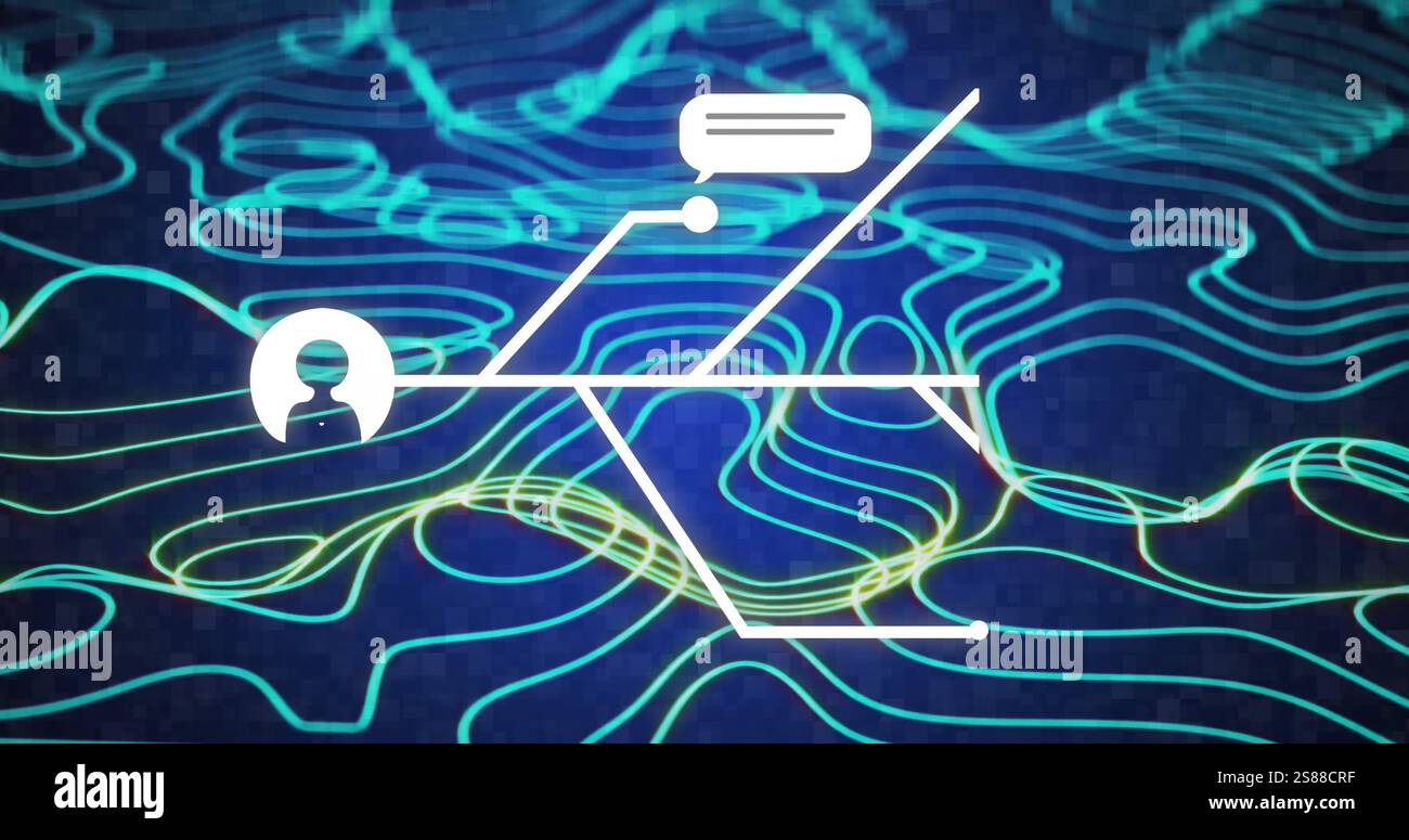 Image of ai data processing over circuit board with transfer trails ...