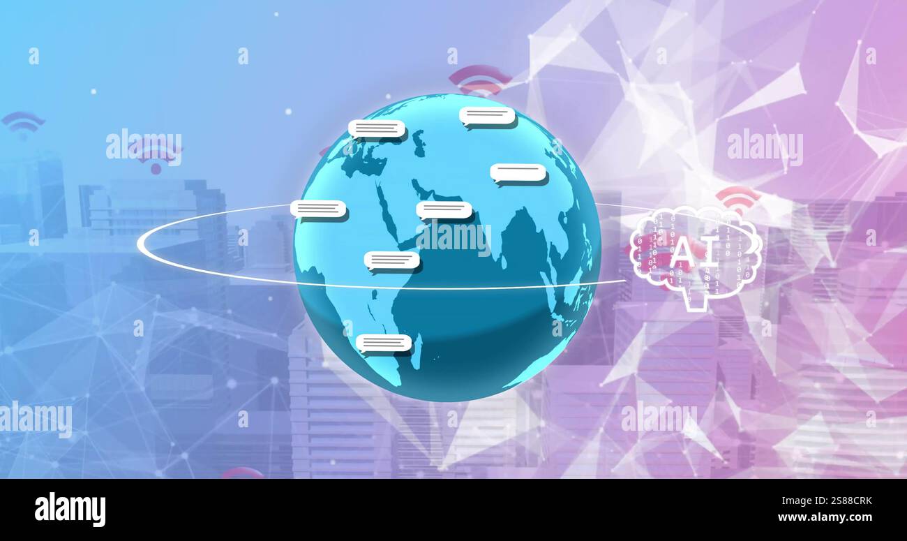 Image of ai data processing over globe Stock Photo - Alamy